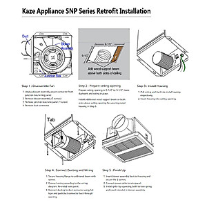 KAZE APPLIANCE SNP100 | 100 CFM | 0.8 Sone | No Attic Access Required Bathroom Ventilation Exhaust Extractor Fan