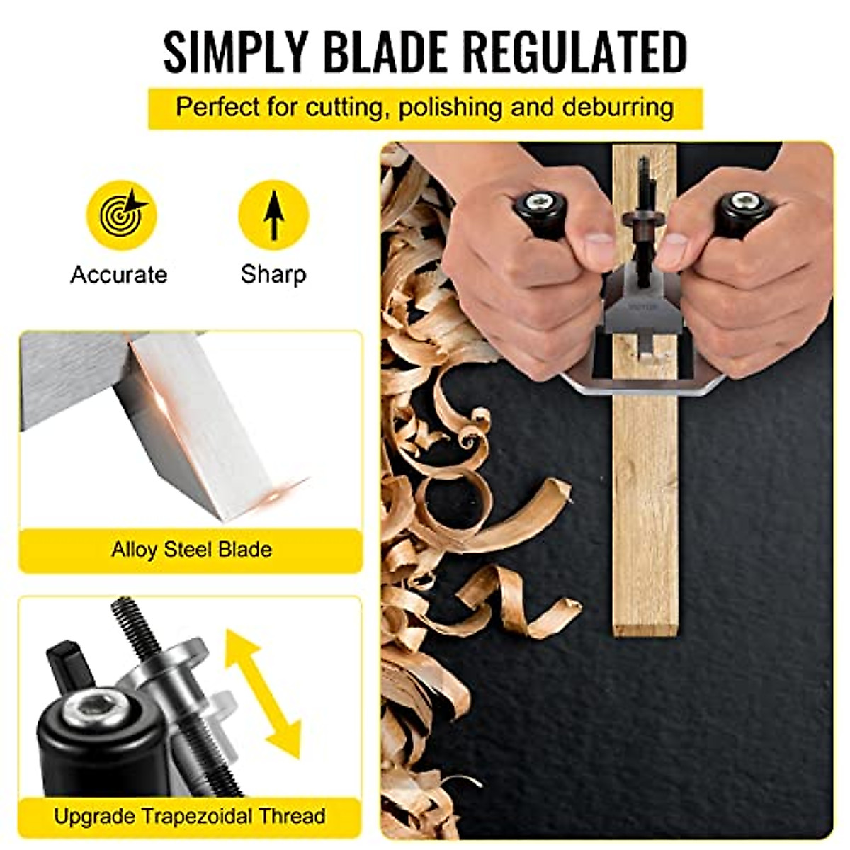 VEVOR Router Plane, Handheld Woodworking Tool,Adjustable Blade Hand Planer, Stainless Steel Wood Shaver with Depth Stop, High Configuration Handheld Woodworking Tool for DIY Carpentry Industry