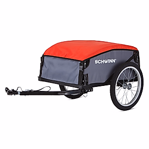 Schwinn Daytripper Cargo Trailer for Bike, 100 lbs. Max Weight Capacity, Collapsible Frame With Quick-Release Wheels, Air-Filled Tires, Red/Grey