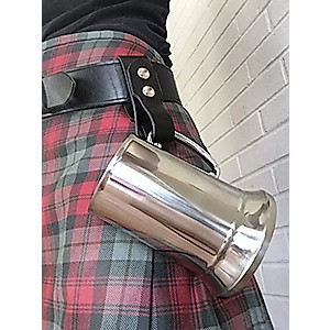 Black Leather Tankard Strap for Belt Renaissance Festival Beer Mug Holder Fits on Wide Belts USA Made