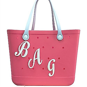 LOSOFON Letters Charms for Bogg Bag Alphabet Accessories Decorative Bogg Bag Charms Personalize DIY Rubber Beach Tote Bag, White, M