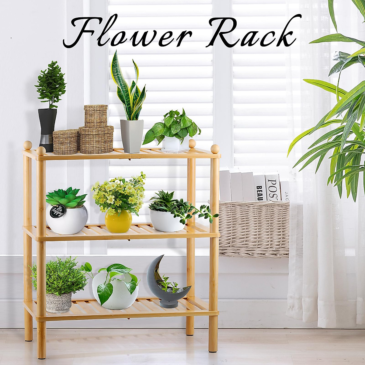 Tohomes 3-Tier Shoe Rack,Shoes Organizer,for Front Door Entrance, Free Standing Shelf Entryway and Closet Hallway, Small Space Stackable Bamboo Multifunctional Racks