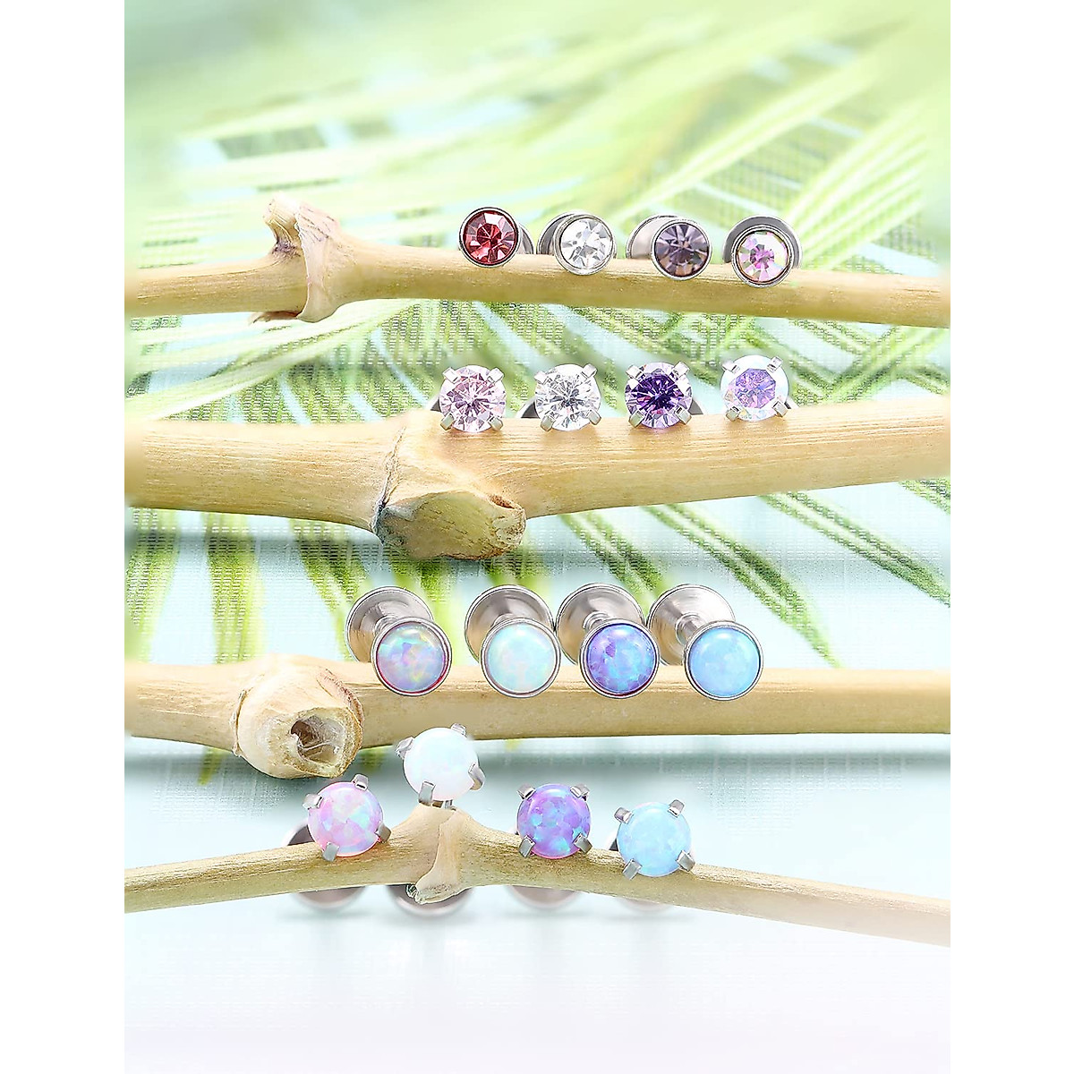 Jenxnjsjo Lip Rings Cartilage Earring 16g 6/8/10mm Medusa Monroe Ashley Labret Surgical Steel Flat Back Tragus Helix Conch Piercing Jewelry Earrings for Women Men