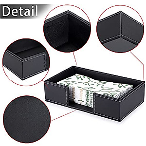 Sumnacon Rectangle Napkin Holder for Dinner Table Kitchen Contertop, Stylish Leather Guest Towel Holder for Bathroom Vanity, Decorative Basket for Tissue Paper Hand Towel Storage, Brown Flower