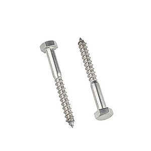 binifiMux 20pcs 1/4" x 4" Stainless Steel Hex Head Lag Screws Bolts Coach Bolts, A2-70/18-8, Plain Finish