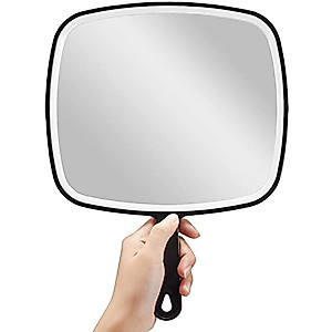 OMIRO Hand Mirror, Extra Large Black Handheld Mirror with Handle, 12.4" L x 9" W