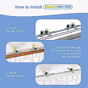 The Original Smartdryer RV Ladder Clothes Drying Rack, Outdoor Clothes Drying Rack, Wall Mounted Drying Racks for Laundry - Full Size Version - 46 Inch