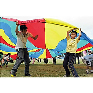 GSi Kids Play Parachute 24 Ft, 30Ft, 35Ft Toy with Handles and Carry Bag for Cooperative Play and for Upper-Body Strength | Multi-Colored