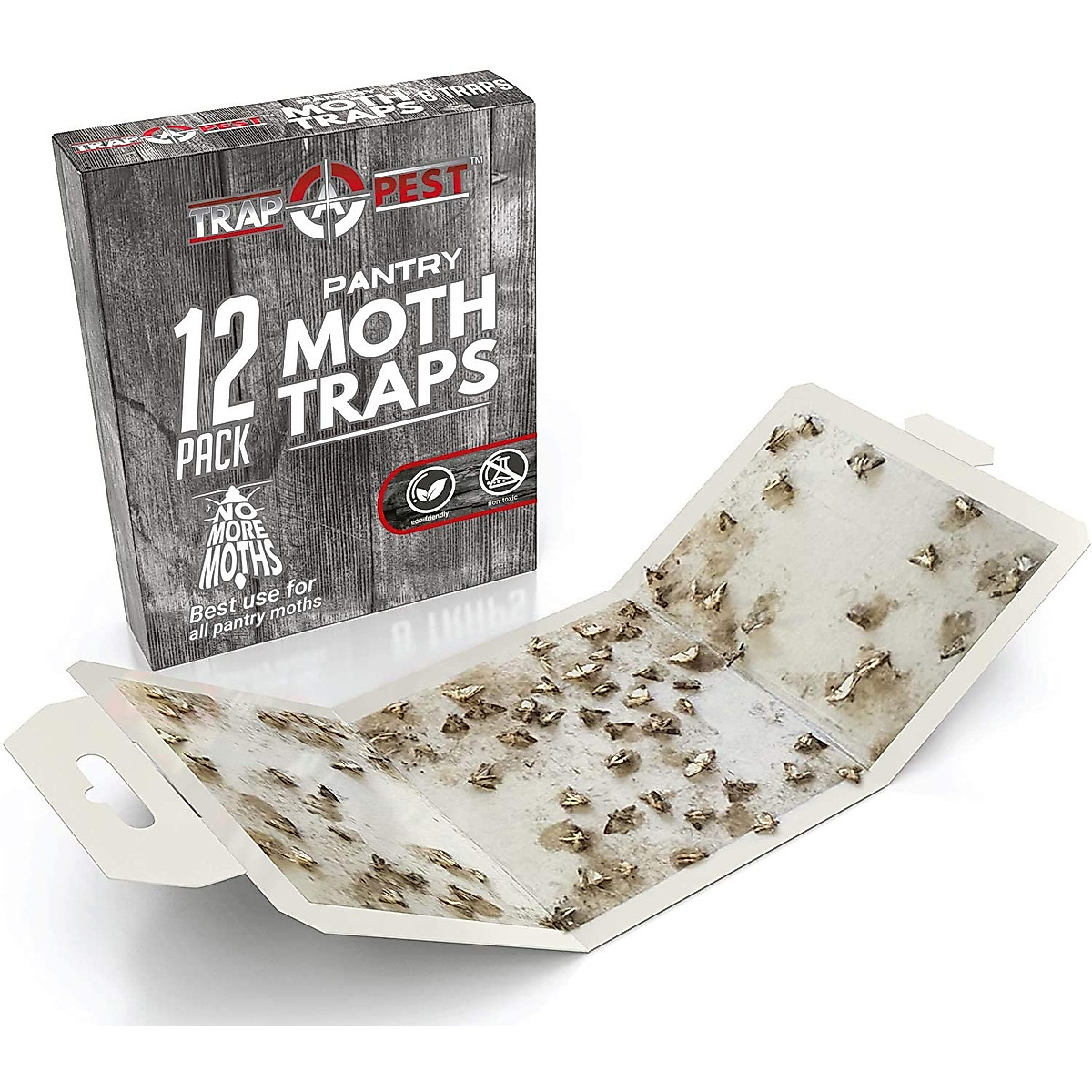 12 Pack Pantry Moth Traps - Safe and Effective for Food and Cupboard - Glue Traps with Pheromones for Pantry Moths - Trap a Pest