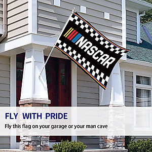 Kasflag NASCAR Checkered Flag Banner (3x5ft,Heavy Duty, Durable 150D Polyester) Brass Grommets For College Dorm Room Man Cave