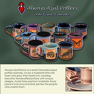 ALWAYS AZUL POTTERY Wide Bottom Travel Mug in Azulscape Glaze - Handmade Ceramic Tumbler, Modern Reusable Portable Cup, Large Stoneware Dinnerware, Great for Travel and Any Beverage, Hot or Cold