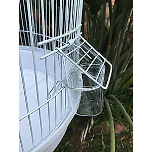 Round Bird Hook Cage with Stand for Finch Canary Cockatiel Parakeet Dome Top, Cage Only Dimension: 16" Diameter x 28" H, Cage and Stand: 16" D X 57" H (16" D X 57" H, White)