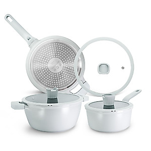 Innerwell Pots and Pans Set Nonstick - 6 Pcs Cookware Set with Detachable Handle, Nonstick Ceramic Coating Deep Frying Pan & Saucepan & Stockpot, Dishwasher & Oven Safe, Suitable for All Stovetops