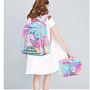 Girls Backpack for Kids School Bookbags Preschool Backpack with Lunch Box for Kindergarten Students