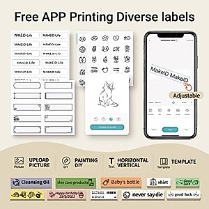 MakeID HD(300dpi) Label Maker Machine with 4 Rolls Tape, Bluetooth Multifunction Label Printer Available for Smartphone, Smart Sticker Maker with Multiple Templates for Office Home Organization