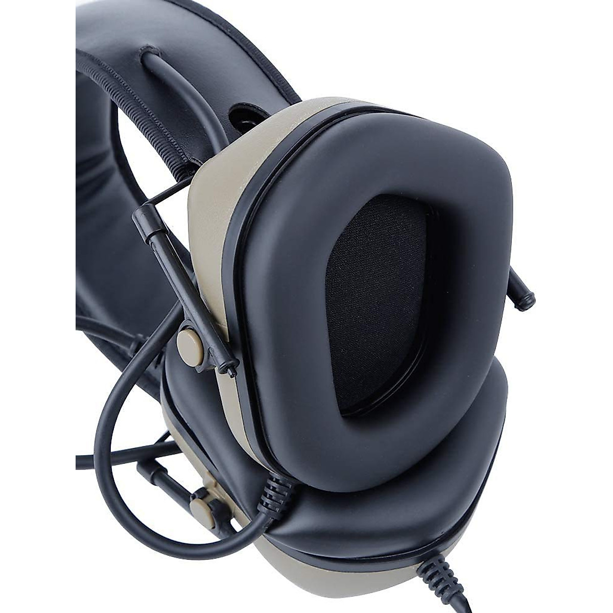 ATAIRSOFT Tactical Headset Wargame Hunting Headphone Without Noise Cancellation Function (Tan)