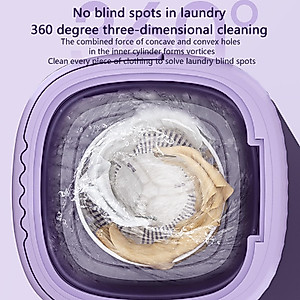 Foldable Washing Machine, Mini Washing Machine,9L Small Washer with Drain Basket,Portable washing Machine for Small Clothes,Suitable for Underwear,Apartment,Dorm,Camping,Travel (Purple -9L)