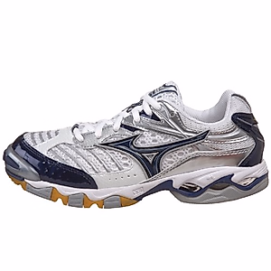 Mizuno Women's Wave Lightning 6 Volleyball Shoe, White/Navy