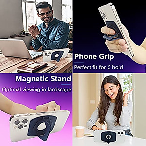 Magnetic Phone Stand or Grip for iPhone 14/13/12 Series and MagSafe, Tiny Portable Phone Holder (Blue)