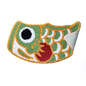 Feblilac Green Fish Koi Bathroom Rug, Japanese Style Bath Rug, Fun Washable Bathroom Mat, Microfiber Bath Mats for Bathroom Living Room Fast Dry