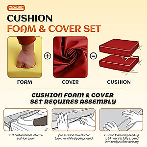 RULAER Patio Chair Cushion 20X20X4 Inch Outdoor Waterproof Seat Cushions Indoor Firm Yet Comfortable Square Dining Chair Pads Double Piping Washable Chair Pad (20x20x4（1pc）, Red)