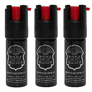 POLICE MAGNUM Small Pepper Spray Self Defense Canisters- Max Heat Strength- 10-12ft Range- 3 Pack 1/2oz Twist Lock (Red)