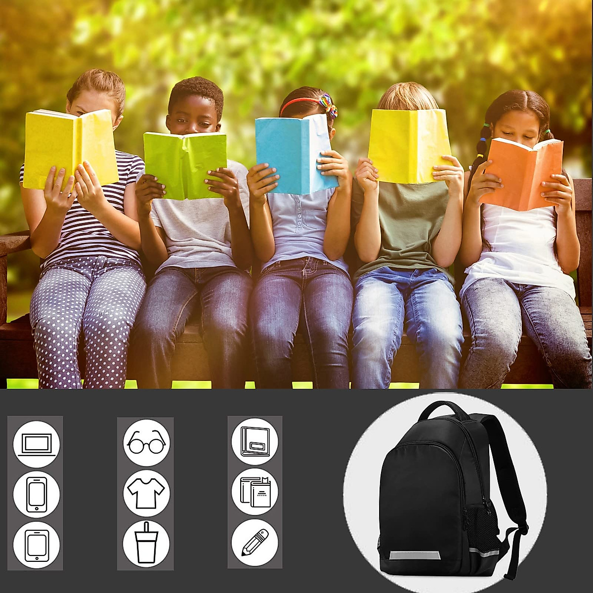 Glaphy Black Cat Moon Backpack Laptop School Book Bag Lightweight Daypack for Men Women Teens Kids