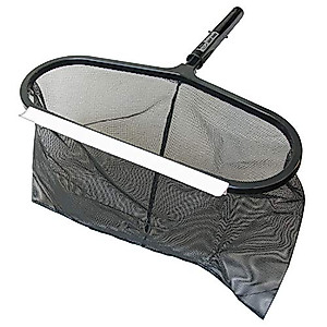 Poolmaster 21182 Premier Collection Solid-Core Aluminum Swimming Pool Leaf Rake with Durable Fine-Mesh Net, Medium, Silver