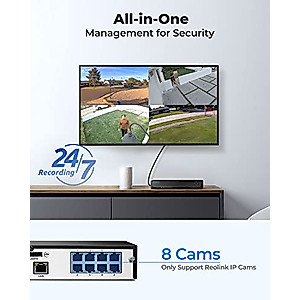 REOLINK 4K 8Ch Network Video Recorder for Home Security Camera System, Only Work with 4K/5MP/4MP HD Reolink IP Cameras PoE NVR, 24/7 Recording to Pre-Installed 2TB Hard Drive, RLN8-410
