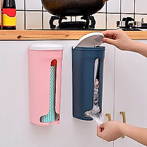 Bag Holder for Plastic Bags, Wall-Mounted Plastic Bag Storage Container, Portable Plastic Cotton Pad Container, Plastic Bag Storage Rack(Blue)