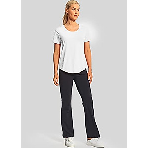 Hiverlay Workout Shirts for Women Short Sleeve Scoop Neck Tops Athletic Quick Dry Gym T-Shirts Yoga Running Tee White XXXL