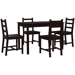 HOMCOM Dining Table Set for 4, 5 Piece Modern Kitchen Table and Chairs, Wood Dining Room Set for Small Spaces, Breakfast Nook, Chestnut Brown