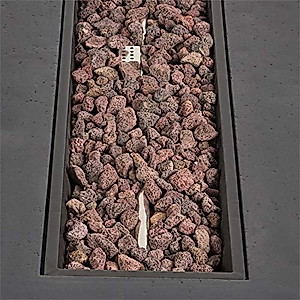 Afuera Living 56'' Patio Concrete Fire Pit Table, Rectangular Outdoor Fire Tank Table, Propane Gas Cover Included, Light Weight, Dark Grey, 56''L x 20''W x 15''H