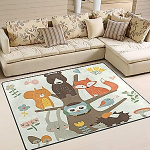 ALAZA Bunny Rabbit Animal Fox Non Slip Area Rug 5' x 7' for Living Dinning Room Bedroom Kitchen Hallway Office Modern Home Decorative