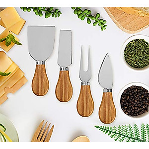 Natural Premium Bamboo Cheese Board - with Slide Out Cheese Knife Drawer, Perfect as a Charcuterie Platter and Wine Serving Tray. Ideal for Birthdays, Weddings or Housewarming Gifts.