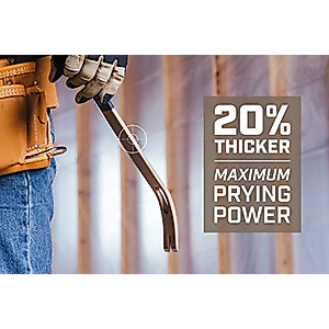 Spec Ops Tools 15" Flat Pry Bar Crowbar, Curved Rocker Head, Teardrop Nail Puller, High-Carbon Steel