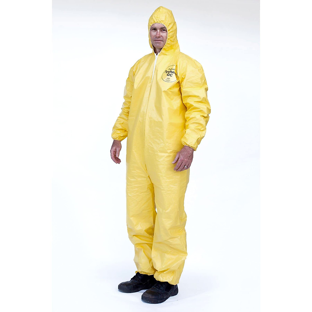 DuPont Tychem 2000 Standard Fit Hood Stormflap Elastic Wrists and Ankles Serged Seam, Yellow, Large, Pack of 1