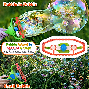 RACPNEL 2 Pack Bubble Machine Bubble Guns for Kids & Toddlers, Bubble Blower with Bubble Wand Making Small Bubble in Giant Bubble, Handheld Bubble Makers, Outdoor Bubble Toys & Games for Kids Toddlers
