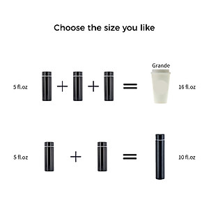 Jumigra Insulated Water Bottle, 18/8 (304) Stainless Steel, Super Slim Skinny Mini, Portable, Leak Proof, 8oz, Black