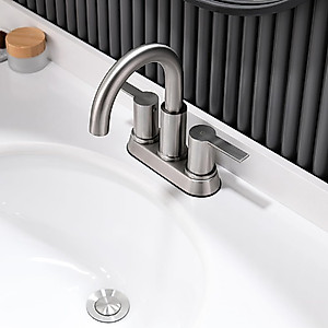 Pop Up Drain, Bathroom Pop Up Sink Drain, Brushed Nickel Bathroom Sink Stopper with Drain Hair Catcher Pop Up Drain, Bathroom Vanity Kitchen Sink with Overflow,PUD001L