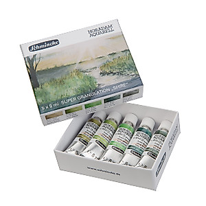 Schmincke - HORADAM® AQUARELL, Super- Granulation Set Shire 5 x 5 ml tubes, 74 860 097, cardboard set, very strong granulating colors, finest, supergranulating watercolors