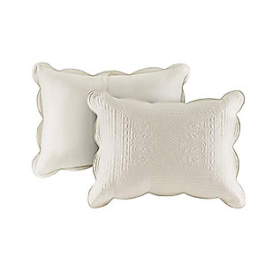 Madison Park Tuscany Quilt Set-Casual Damask Medallion Stitching Design Lightweight Coverlet Bedspread Bedding, Shams, Full/Queen (90 in x 90 in), Medallion Cream 3 Piece