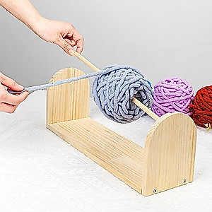 DYNWAVE Yarn Ball Holder, Wooden Crochet Yarn Threading Holder Yarn Ball Winder Embroidery Accessories Knitting Crocheting for Sewing, String Balls, 25cmx12cmx15cm