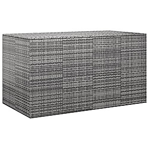 GOLINPEILO Outdoor Patio Garden Storage Box Large Deck Box PE Rattan Patio Storage Box Garden Storage Chest Container Storage Organizer Cabinet for Lawn Backyard,76.4" x 39.4" x 40.6" Gray