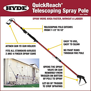 HYDE 28690 QuickReach Telescoping Pole, Extends from 7-1/2 to 12 Feet, Multi Colored