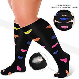 Diu Life 3 Pairs Plus Size Compression Socks for Women and Men Wide Calf Extra Knee High Support for Circulation