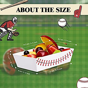 Crtiin 200 Pieces Baseball Party Paper Food Trays Baseball Party Supplies Nacho Food Tray Snack Candy Holder Trays Disposable Serving Trays for Baseball Party Decorations Food Holder Trays
