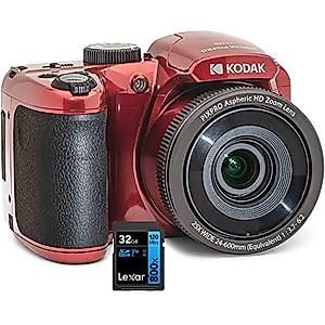 Kodak AZ255-RD PIXPRO Astro Zoom 16MP Digital Camera 25X Optical Zoom Red Bundle with Lexar 32GB High-Performance 800x UHS-I SDHC Memory Card Blue Series