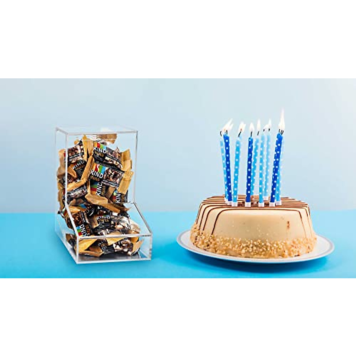 SimplyImagine Acrylic Candy Dispenser Bin with 2 Lids for Bulk Candy Storage - Bubble Gum, Lollipops, Chocolate and More Snacks - For Home, Desktop, Tabletop or Wall Mount Use