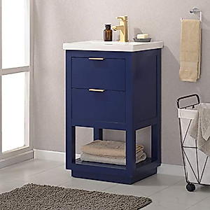 LUCA Kitchen & Bath LC20GBP Sydney 20" Bathroom Vanity Set in Midnight Blue with Integrated Porcelain Top